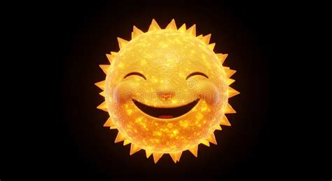 Joyful Smiling Sun 3d Render Illustration Happy Cartoon Sun Character Design Stock Illustration