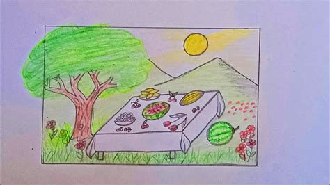 Как нарисовать лето летний пикник жаздың суретін қалай сызамыз How To