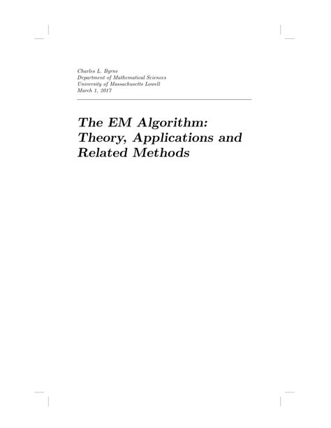 PDF The EM Algorithm Theory Applications And Related Methods March