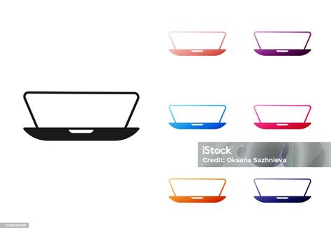 흰색 배경에 격리 된 블랙 랩톱 아이콘 빈 화면 기호가 있는 컴퓨터 노트북입니다 다채로운 아이콘을 설정합니다 벡터 0명에 대한 스톡 벡터 아트 및 기타 이미지 Istock