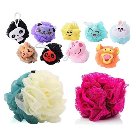 Custom Logo Assorted Colors Bath Sponge Shower Mesh Exfoliating Sponge Loofah Bath Ball Shower