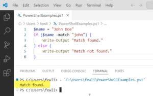 PowerShell Match Operator Examples