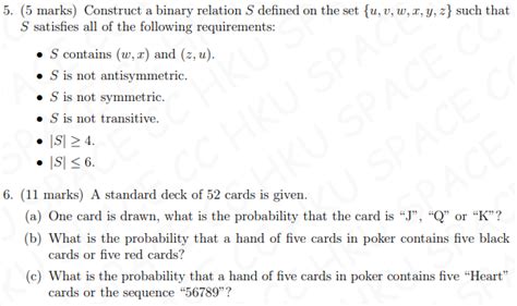 Solved 5 5 Marks Construct A Binary Relation S Defined On