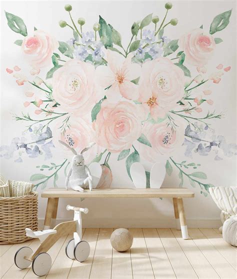 Sienna Flower Pretty Girls Nursery Fabric Removable Wallpaper Mural