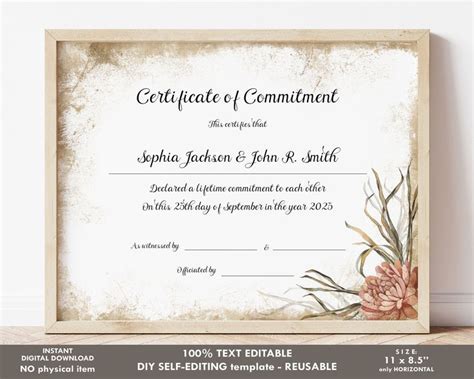 Commitment Certificate Free Printable Free Printable