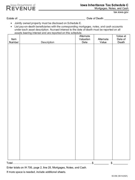 Fillable Online Ia Inheritance Tax Schedule C 60 004 Fax Email Print Pdffiller