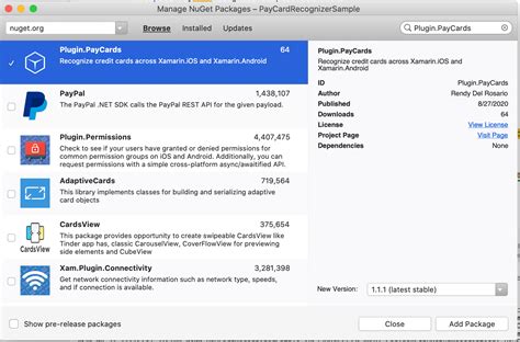 Xamarin Card Scan Plugin Xamboy