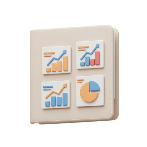 Four Data Charts Showing Growing Trend Are Set In A Book Representing