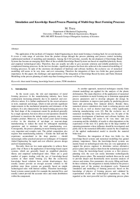 Pdf Numerical Modelling And Simulation In Sheet Metal Forming