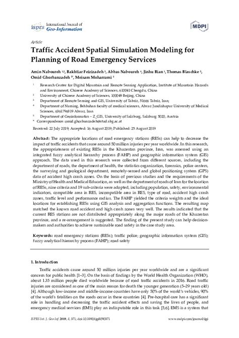 Pdf Traffic Accident Spatial Simulation Modeling For Planning Of Road Emergency Services