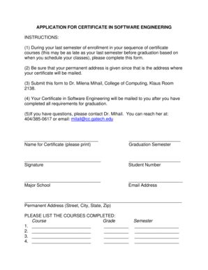 Fillable Online Catalog Gatech Cse Certificate Application Catalog