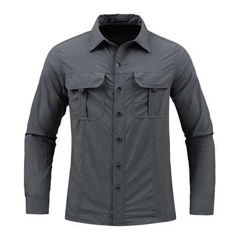 Badhub Mens Sun Shirts Button Down Quick Dry Long Sleeve Lapel Uv