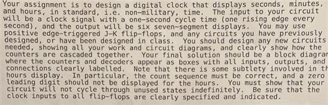 Solved Your Assignment Is To Design A Digital Clock That Chegg