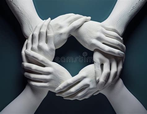 Interlocking Hands Forming A Circular Shape Representing Unity In Leadership Stock Illustration