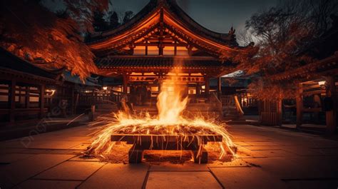 밤에 나무가 있는 불교 사원에서 불을 붙인 모닥불 불타는 불꽃 고화질 사진 사진 하늘 배경 일러스트 및 사진 무료 다운로드 Pngtree