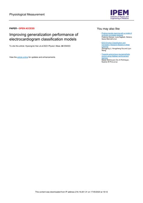 Pdf Improving Generalization Performance Of Electrocardiogram Classification Models
