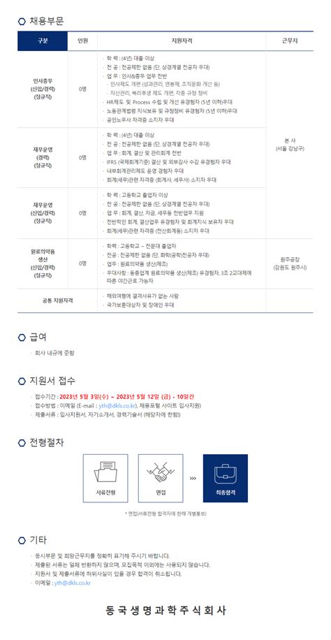 동국생명과학 인사총무 재무운영 원료의약품 부문별 채용 공모전 대외활동 링커리어
