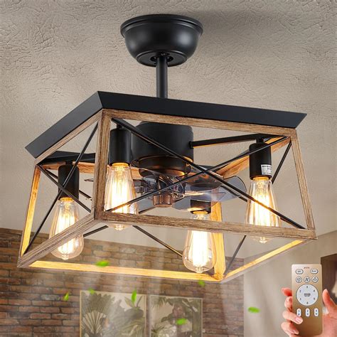 Amazon Com HuixuTe Ceiling Fan With Lights Remote Control Speeds Walnut Colored Farmhouse