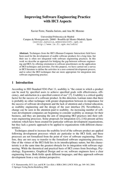 Pdf Improving Software Engineering Practice With Hci Aspects