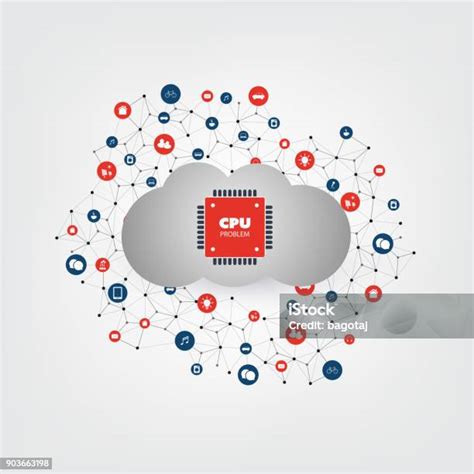 암호 또는 클라우드 네트워크 응용 프로그램 장치중요 한 개인 정보 누출 Cpu 버그와 취약성 문제 It 보안 개념 디자인 Cpu에 대한 스톡 벡터 아트 및 기타 이미지