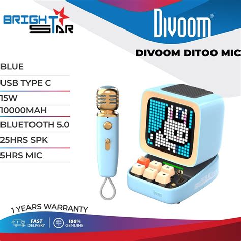 Divoom Ditoo Mic Portable Speaker Blue Green Pink Shopee Malaysia