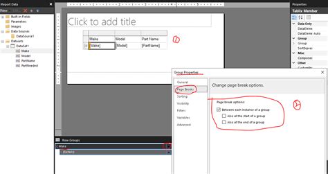 how to page break by group in a paginated report microsoft fabric