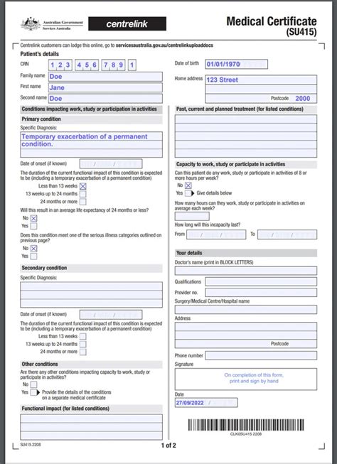 Proper Way To Fill Out New Medical Certifcate Form R Centrelink