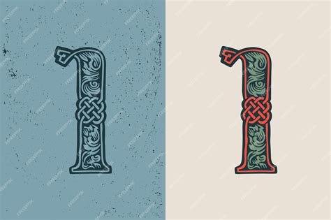 Logotipo Número Um Em Estilo De Linhas De Nós Medievais Capitulação