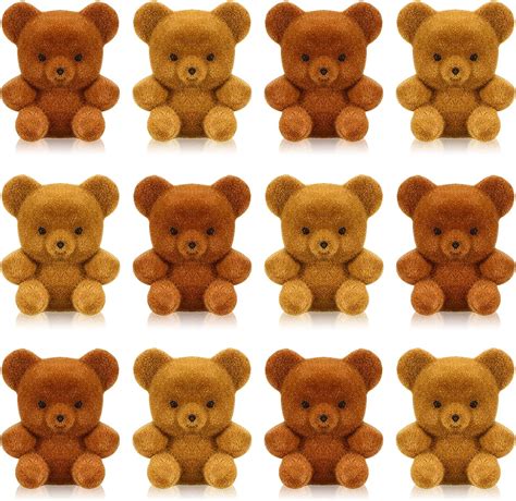 36 Pcs Plush Mini Bears Miniature Stuffed Bear Decorations Flocked