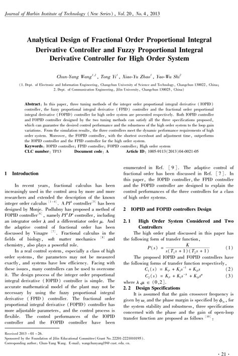 Pdf Analytical Design Of Fractional Order Proportional Integral Derivative Controller And
