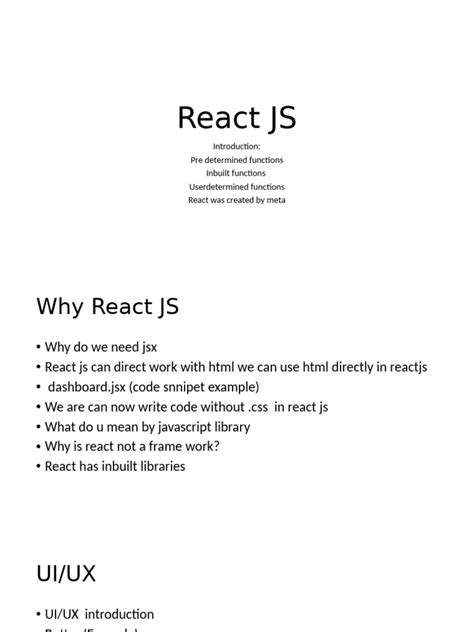 React Js Workshop Topics Pdf