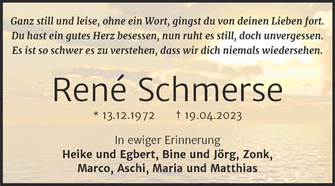 Traueranzeigen Von Rene Schmerse Abschied Nehmende