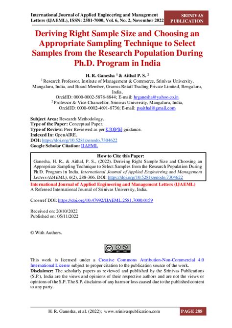 Pdf Deriving Right Sample Size And Choosing An Appropriate Sampling
