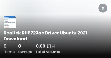 Realtek Rtl8723ae Driver Ubuntu 2021 Download Collection Opensea