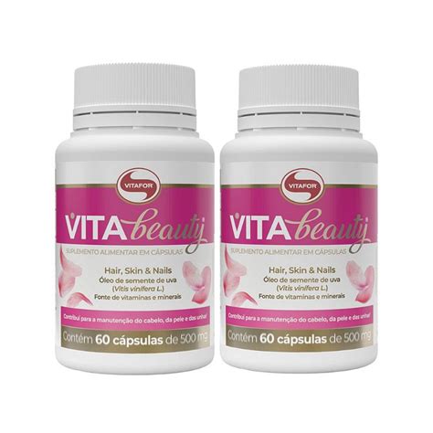 Kit 2x Vita Beauty 60 Caps 500mg Vitafor Origem Mercado Suplementos E Produtos Naturais