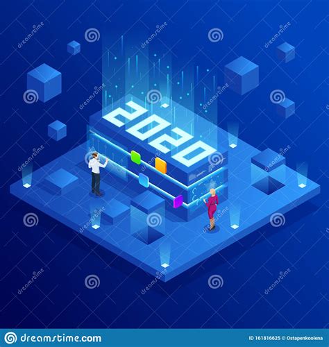 Isometric Modern Web Network And Internet Telecommunication Technology Modern Data Center