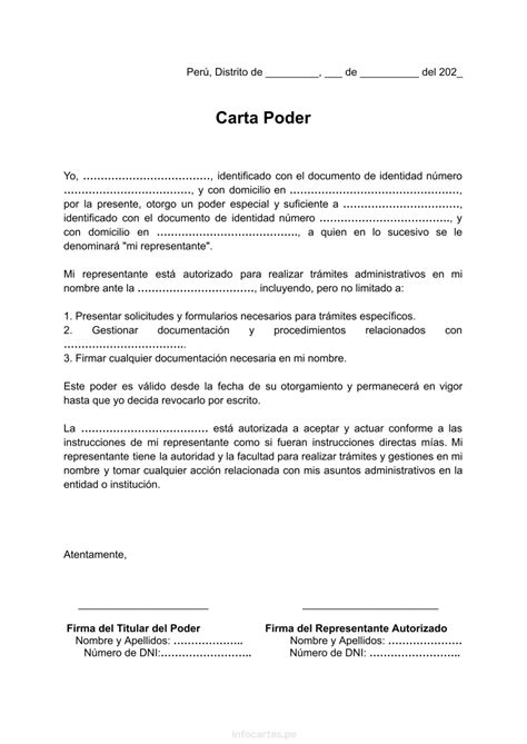 Carta Poder Para Trámites Administrativos Word Pdf