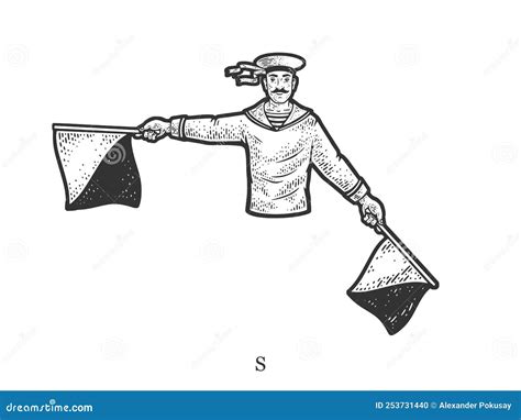 Two Flag Semaphore Signals Cartoon Vector 40004167