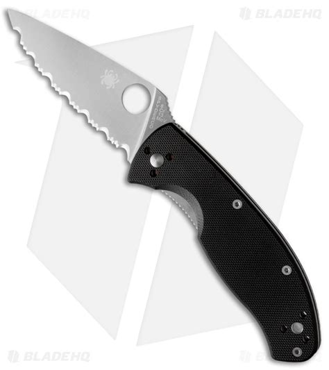 Spyderco Tenacious Knife Black G 10 And Fully Serrated Satin Blade Hq