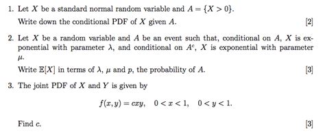 Solved 1 Let X Be A Standard Normal Random Variable And