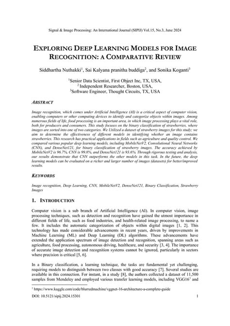 Exploring Deep Learning Models For Image Recognition A Comparative Review Pdf