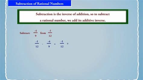 Rules For Subtracting Rational Numbers