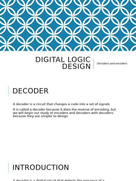 Lecture 14 Decoders And Encoders Pdf Logic Gate Bit