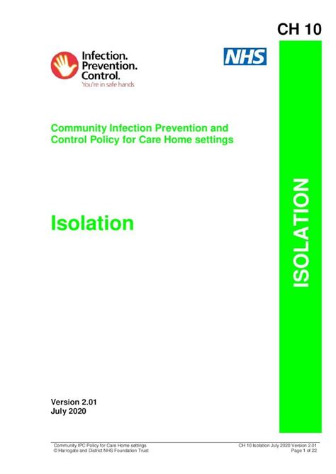 Pdf Isolation Infection Prevention Control · 5 Requirements For Isolation The Most