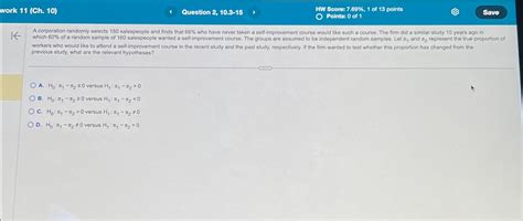 Solved Work 11 Ch 10 Question 2 10 3 15hw Score 7 69 1