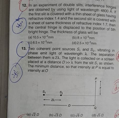 In An Experiment Of Double Slits Interference Fringes Are Obtained By Us
