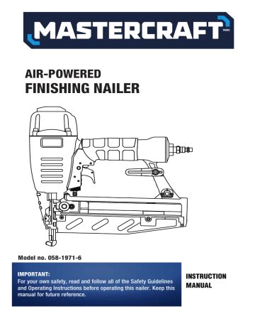 Mastercraft Finish Nailer Owner Manual Manualzz