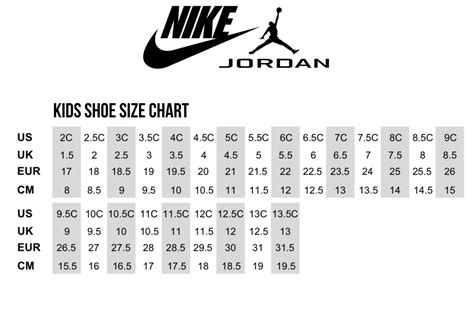 Jordan Shoe Size Conversion Chart