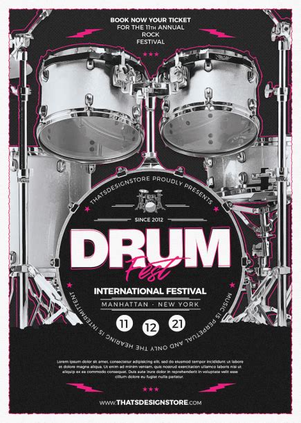 Drum Fest Flyer Template Concert Flyer Design Store