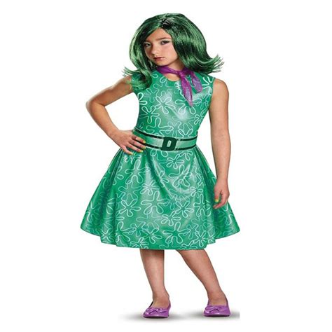 Inside Out Disgust Costume Green Dress Mask Set Disgust Cosplay Costume Party World